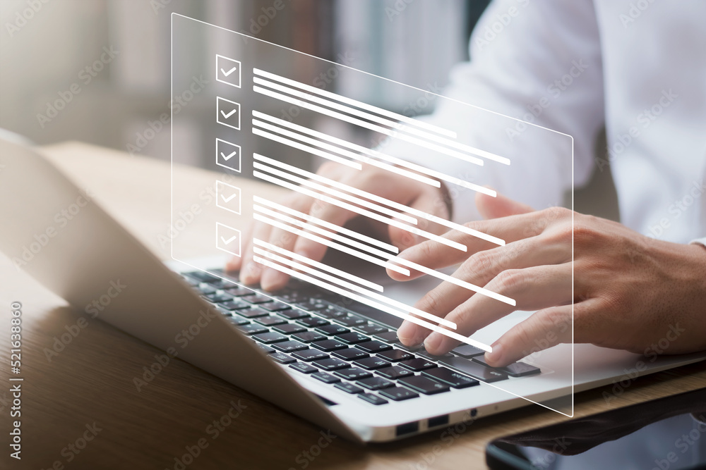 Businessman working with laptop a symbol of top service ISO ...