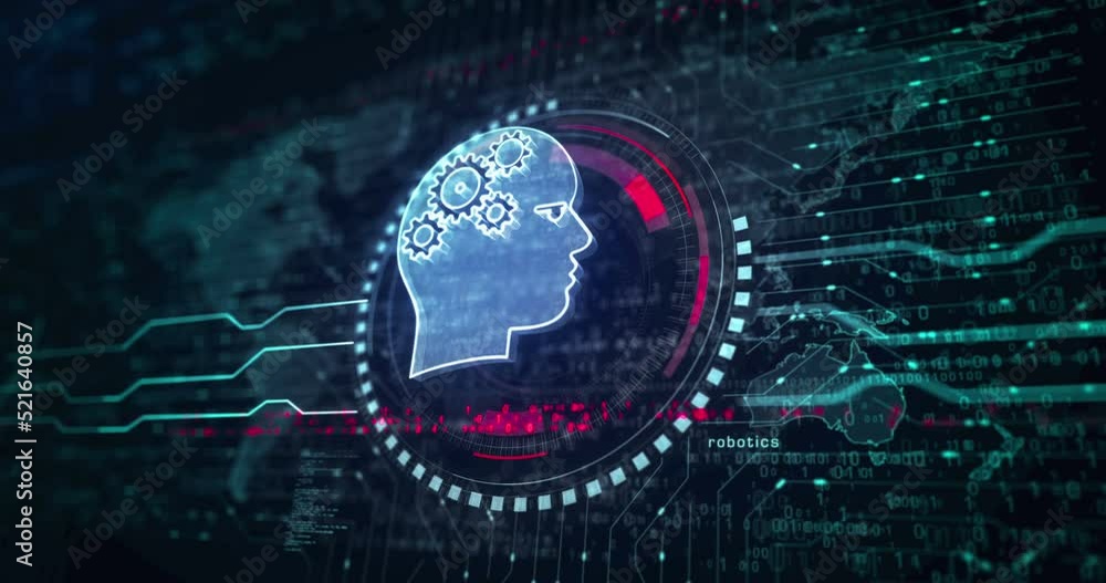 Artificial intelligence technology AI and deep learning symbol abstract ...