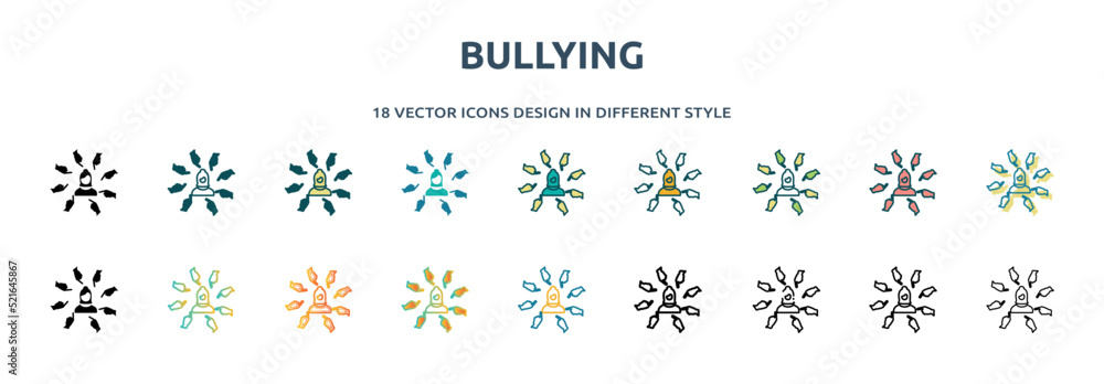 bullying icon in 18 different styles such as thin line, thick line, two ...