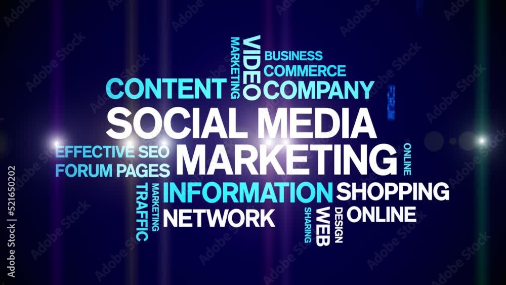 Social Media Marketing animated tag word cloud;text design animation ...