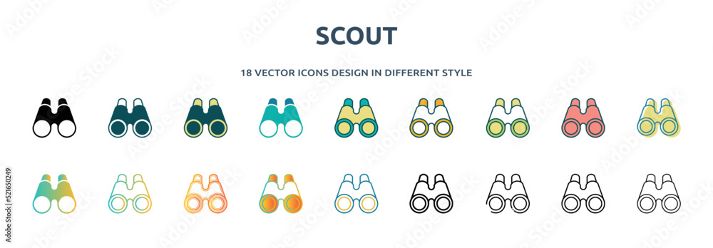 scout icon in 18 different styles such as thin line, thick line, two ...