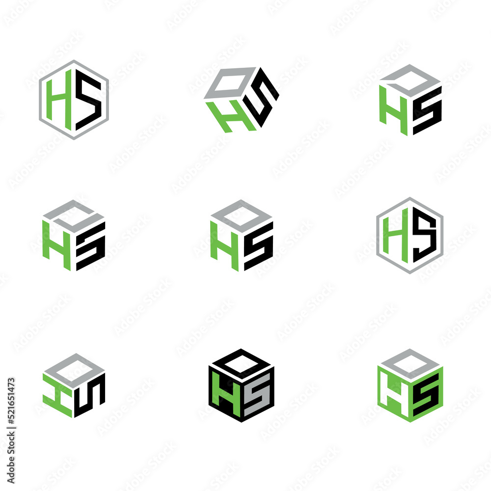 logo cube for company letter HSO , 3D font logo for company and ...