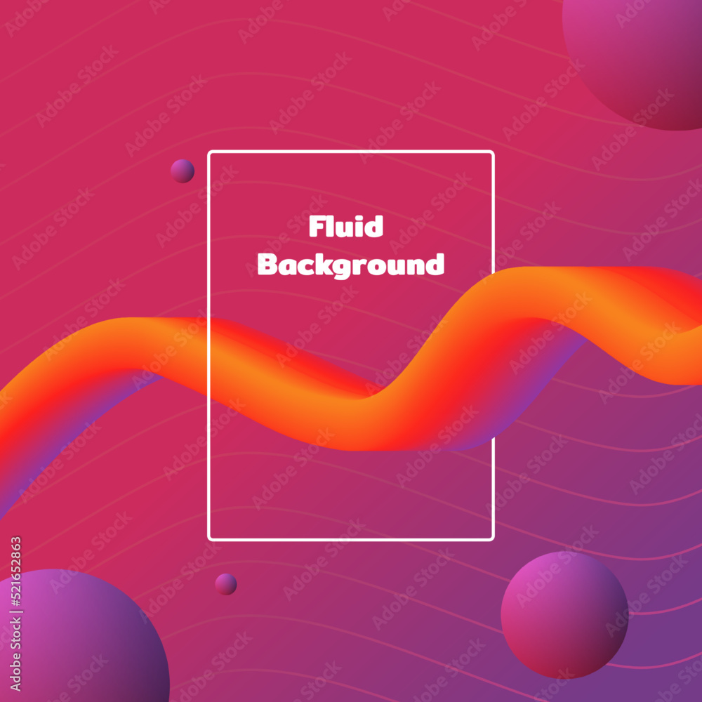 Abstract 3d vector. Red and orange and purple fluid waves. Tritone with ...