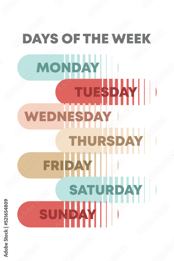 Vetor de Days of The Week Educational Wall Art Poster, Classroom ...