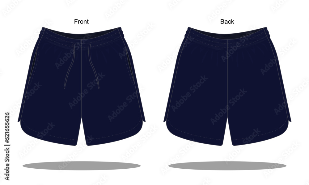Blank Navy Blue Shorts Pants Running Template On White Background.Front ...