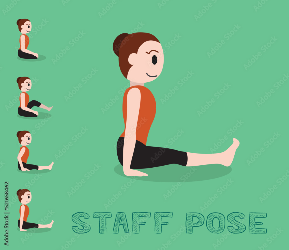 Yoga Tutorial Staff Pose Cartoon Vector Illustration Stock Vector ...