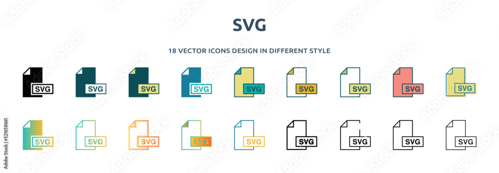 svg icon in 18 different styles such as thin line, thick line, two ...