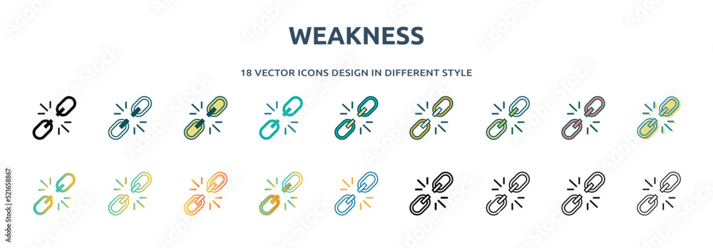 weakness icon in 18 different styles such as thin line, thick line, two ... weakness icon in 18 different styles such as thin line, thick line, two ...
