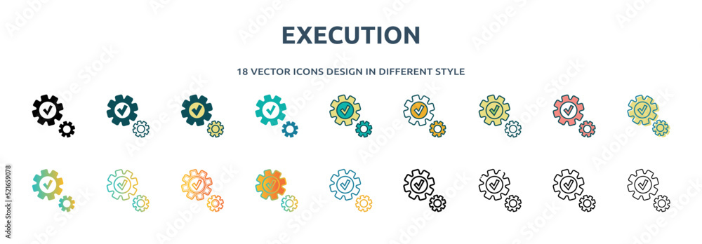 execution icon in 18 different styles such as thin line, thick line ...