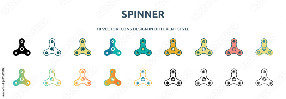 spinner icon in 18 different styles such as thin line, thick line, two ...