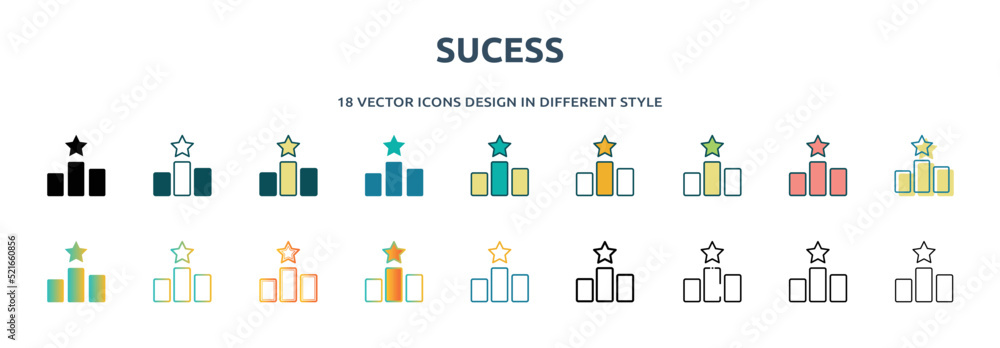 sucess icon in 18 different styles such as thin line, thick line, two ...