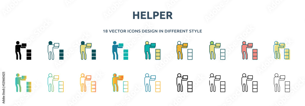 helper icon in 18 different styles such as thin line, thick line, two ...
