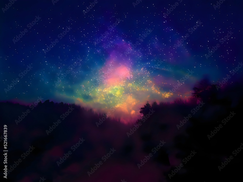 Colorful Cosmic Background with Light, Shining Stars, Stardust and ...