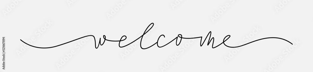 Continuous one line drawing of welcome , Vector icon isolated on white ...