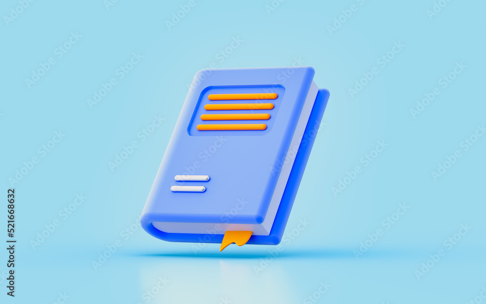 book sign 3d render concept for study earn knowledge reading and ...