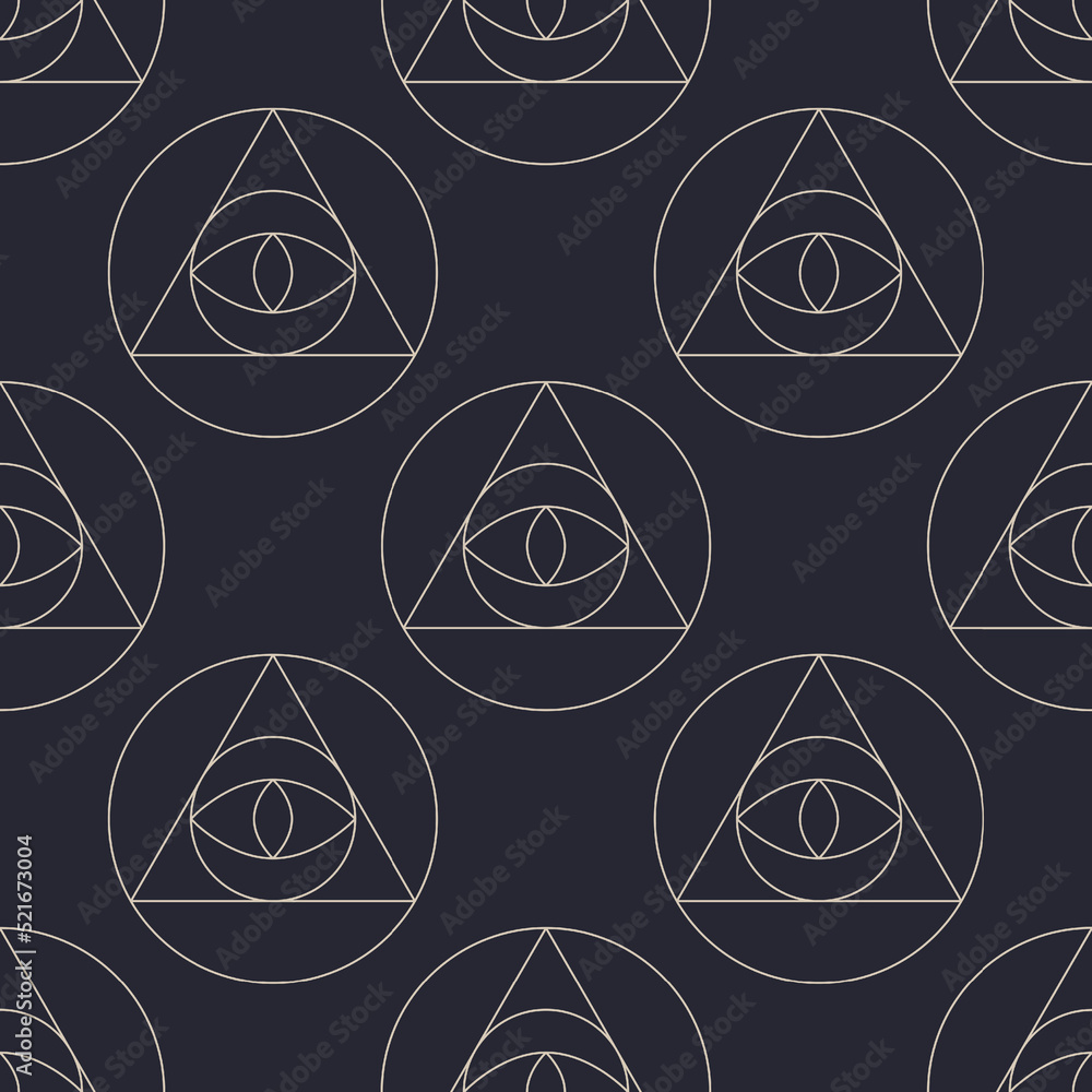 Reptilian Eye of Providence Line Art Seamless Pattern Vector Abstract ...
