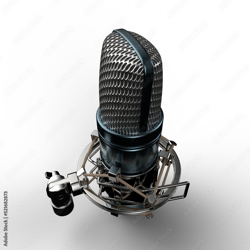 Studio Microphone 3D Podcast Render on a transparent background Stock ...