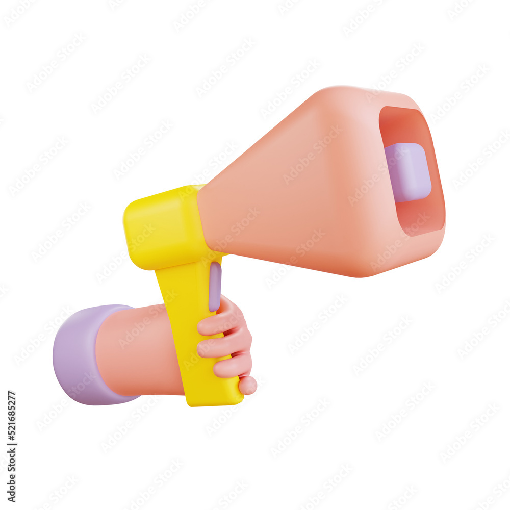 3d hand illustration with megaphone icon Stock Illustration | Adobe Stock