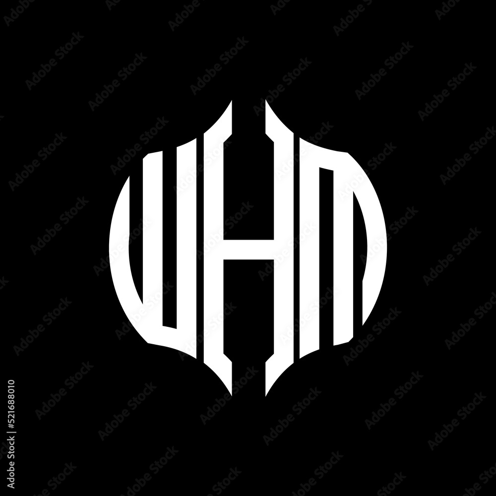 WHM letter logo. WHM best black background vector image. WHM Monogram ...