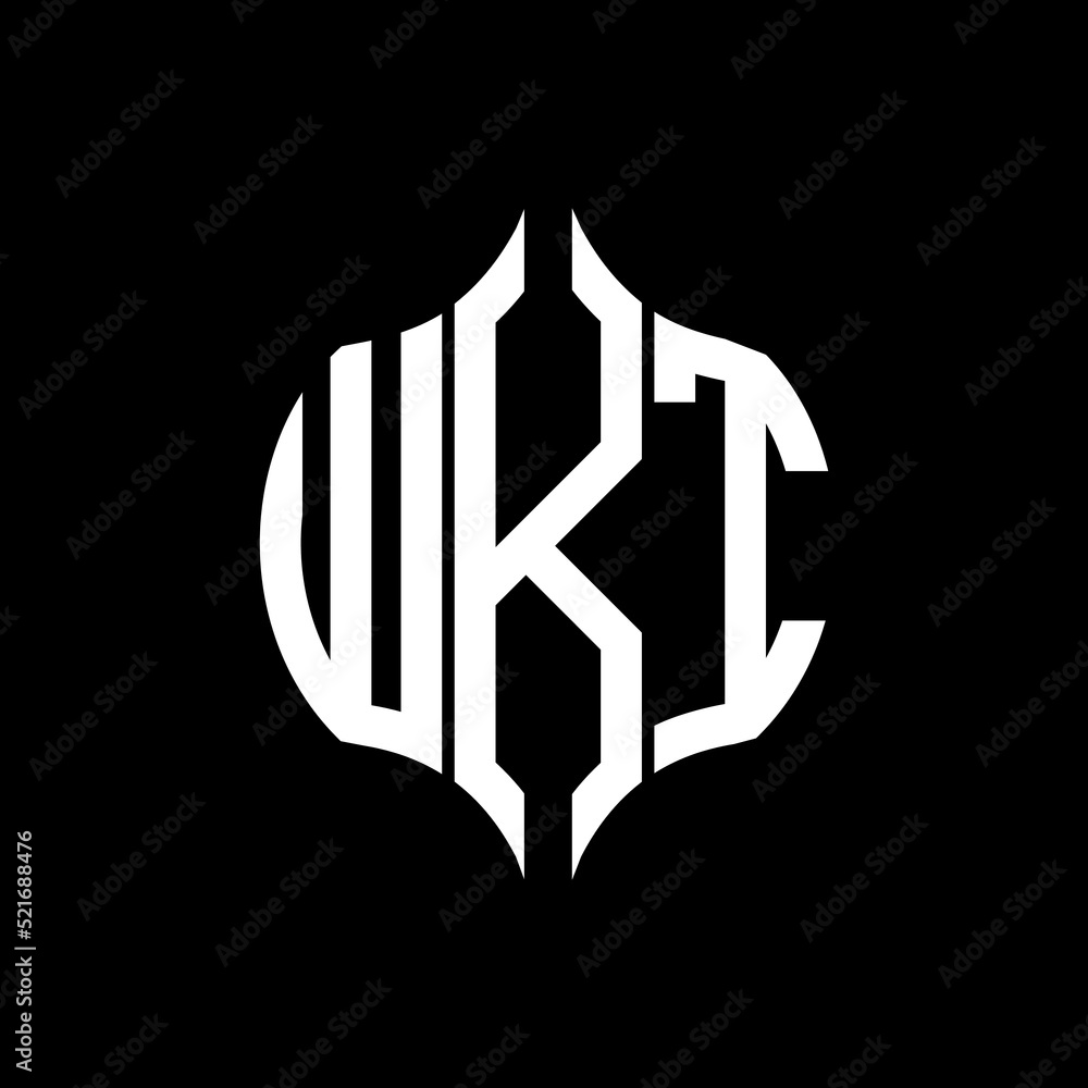 WKI letter logo. WKI best black background vector image. WKI Monogram ...