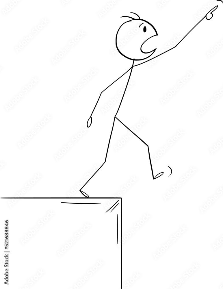 Person Looking Up and Falling Down, Vector Cartoon Stick Figure ...
