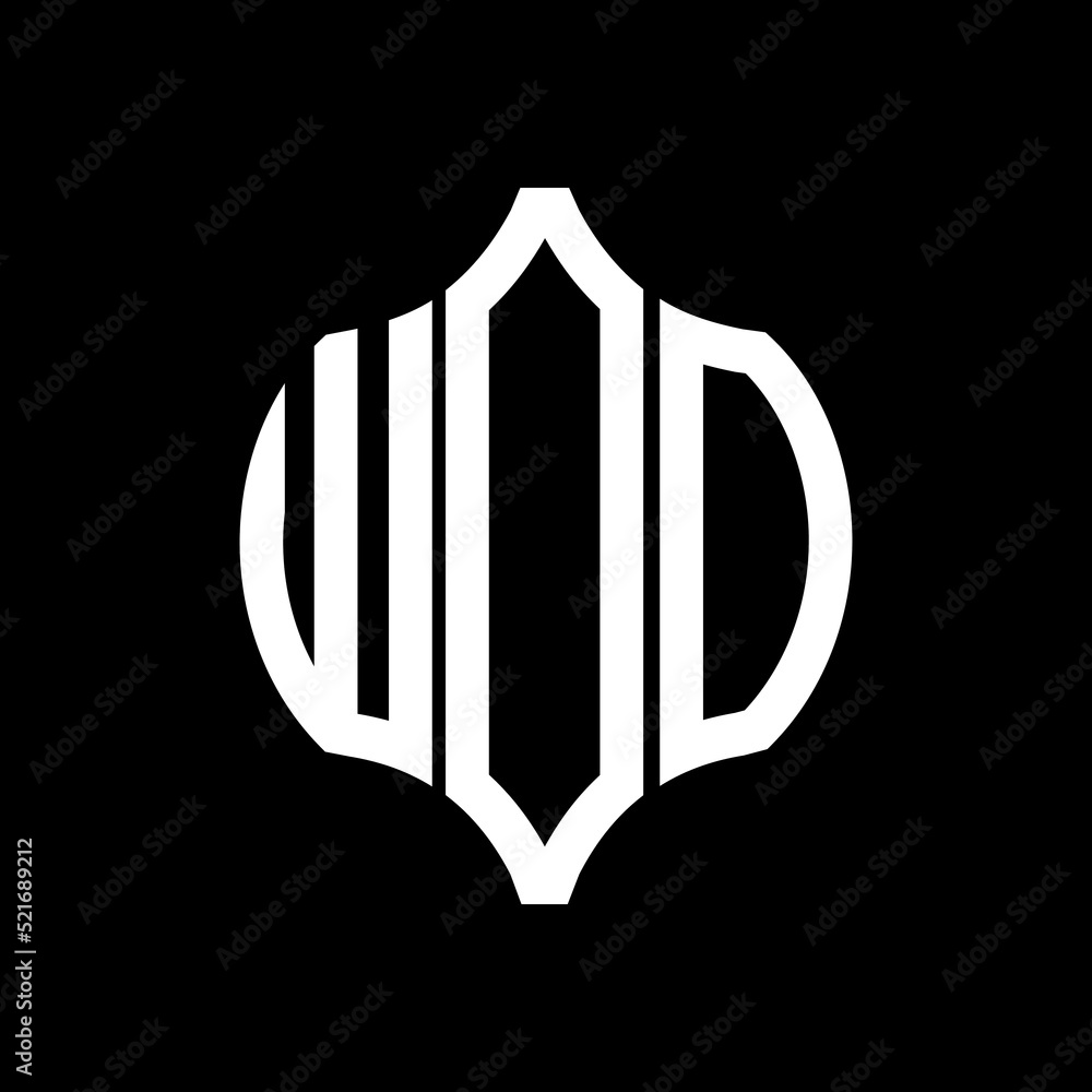 WOO letter logo. WOO best black background vector image. WOO Monogram ...