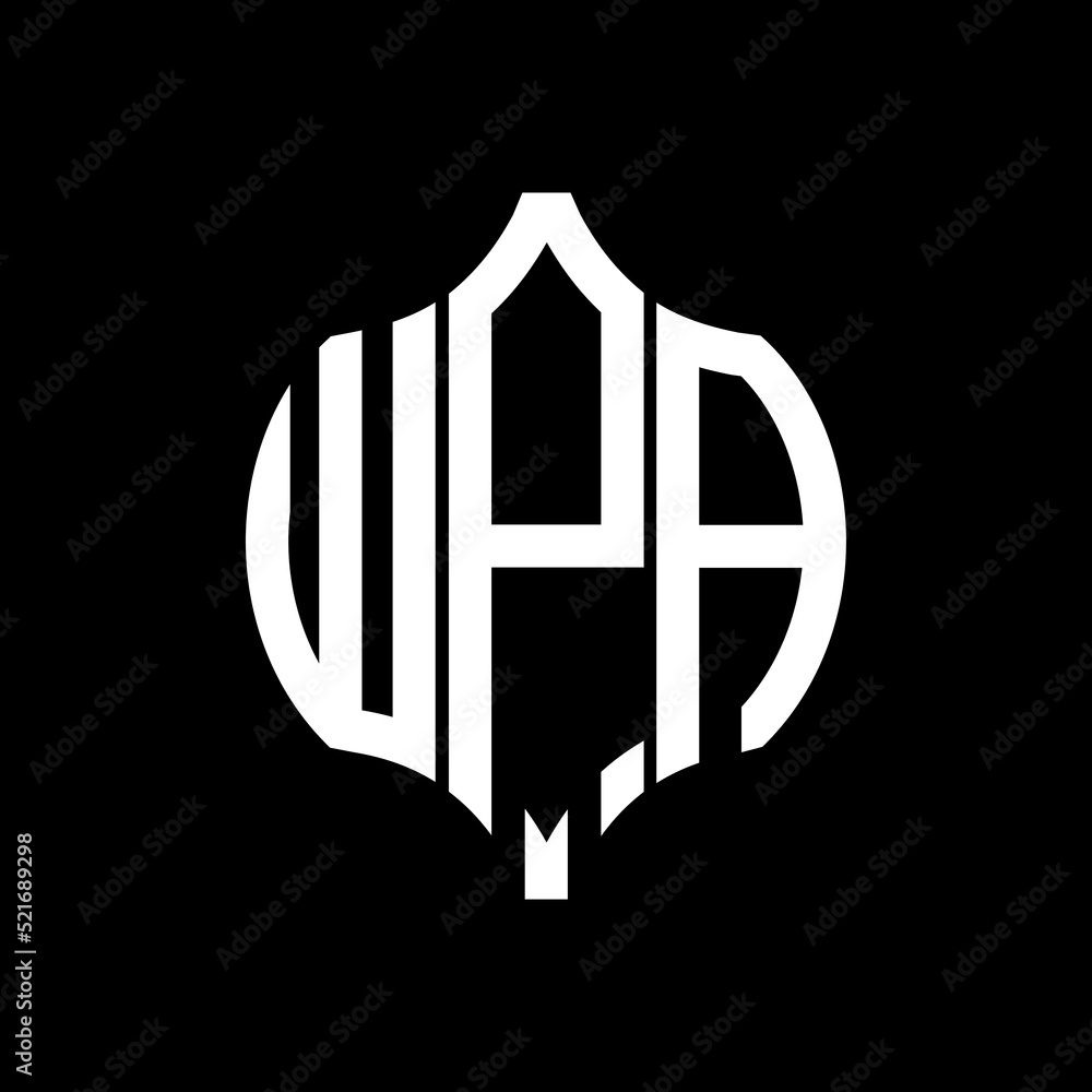 WPA letter logo. WPA best black background vector image. WPA Monogram ...