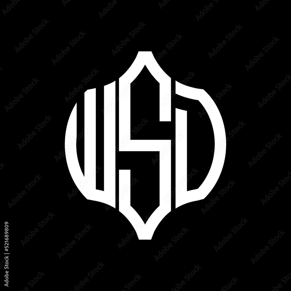WSD letter logo. WSD best black background vector image. WSD Monogram ...