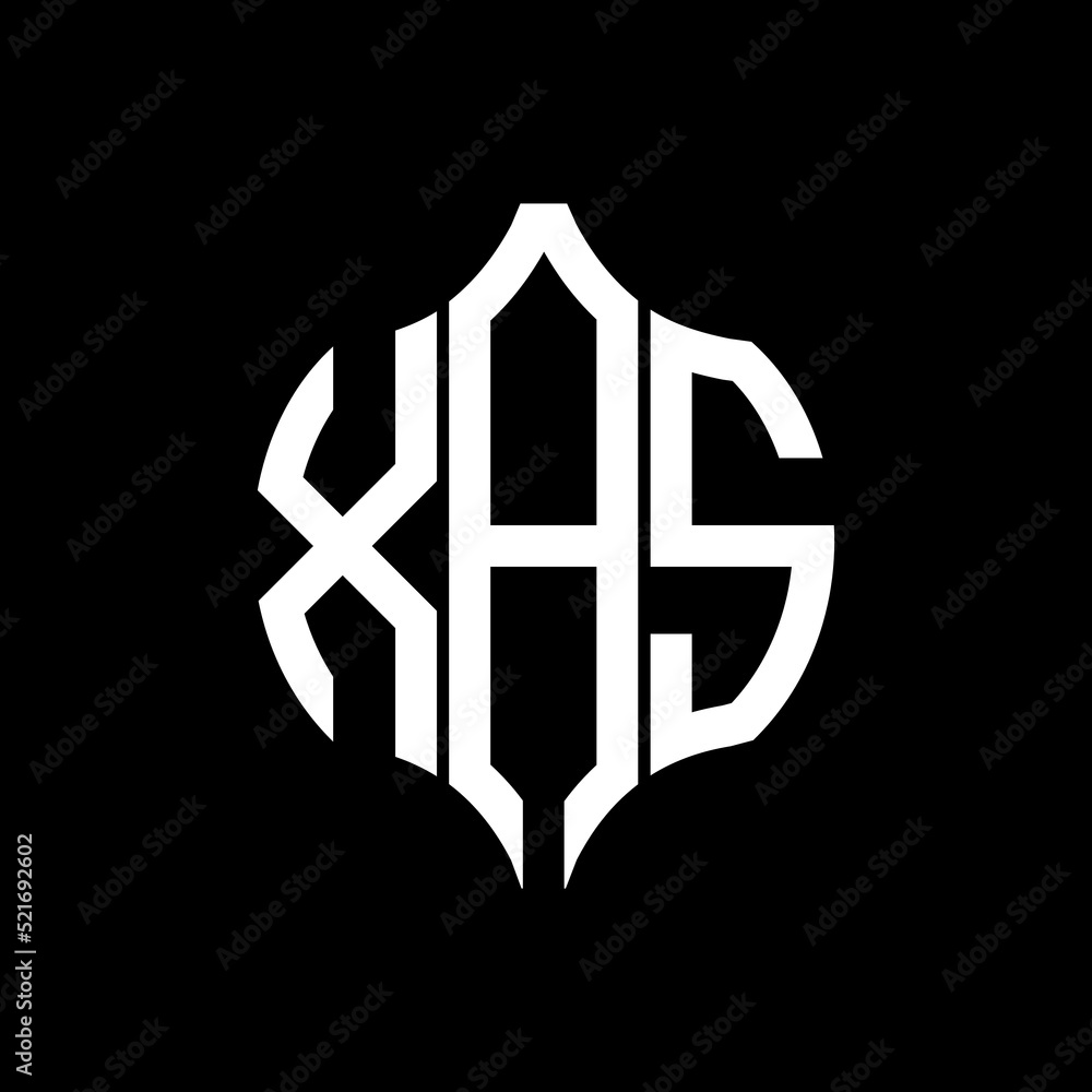 XAS letter logo. XAS best black background vector image. XAS Monogram ...