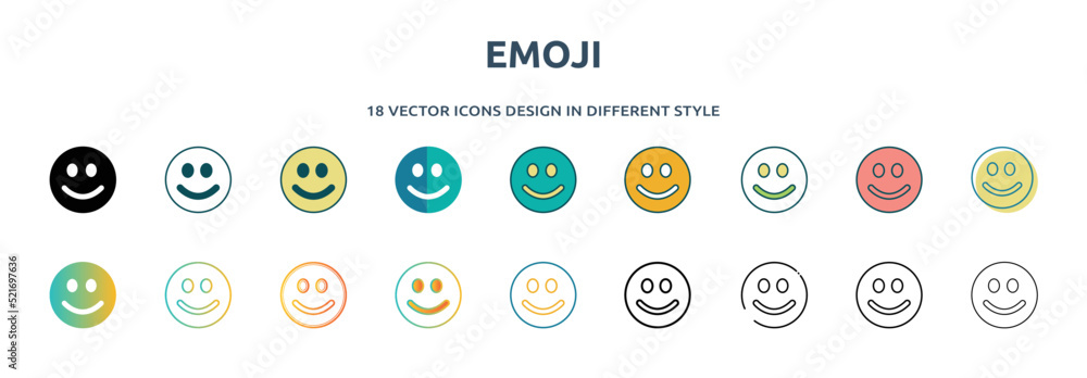 emoji icon in 18 different styles such as thin line, thick line, two ...