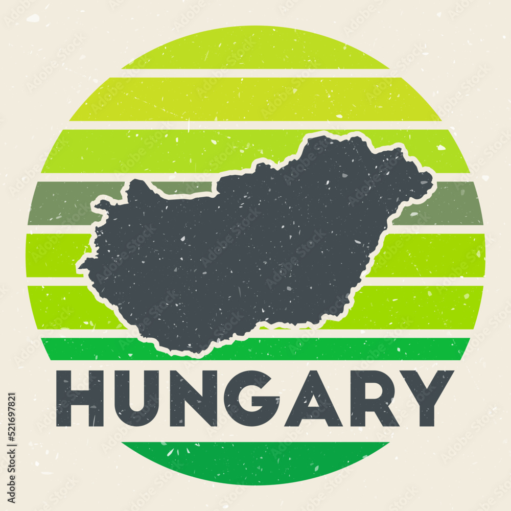 Hungary logo. Sign with the map of country and colored stripes, vector ...