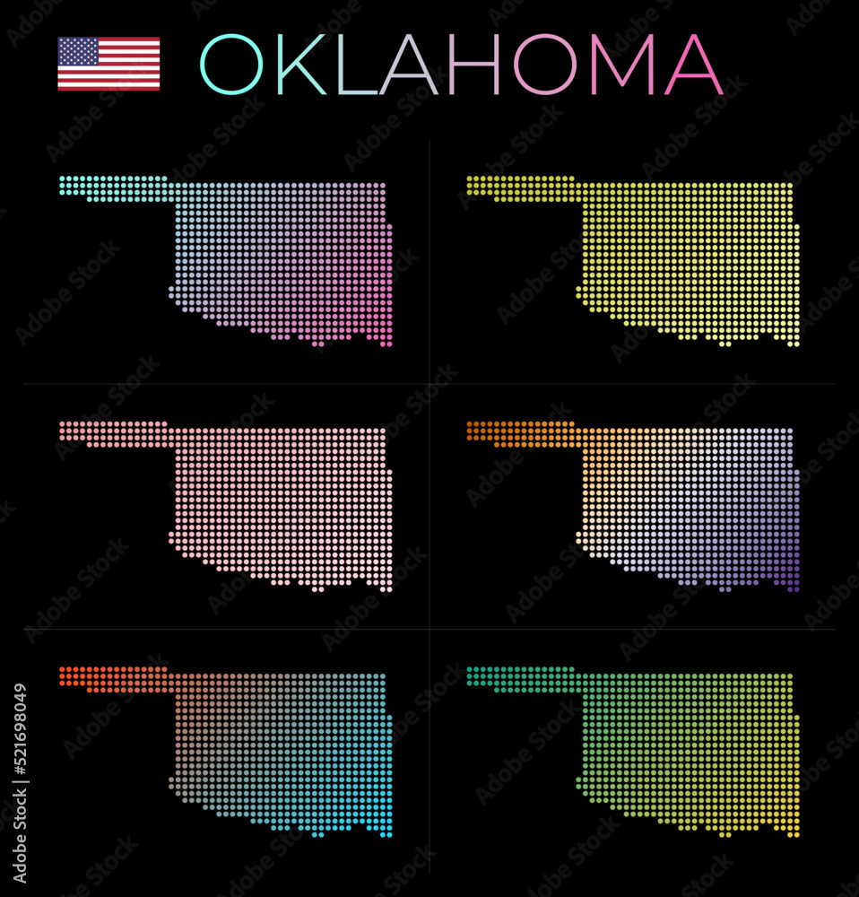 Oklahoma dotted map set. Map of Oklahoma in dotted style. Borders of ...