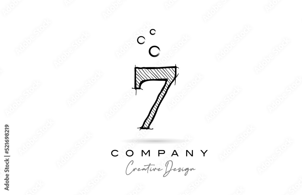hand drawing number 7 logo icon design for company template. Creative ...