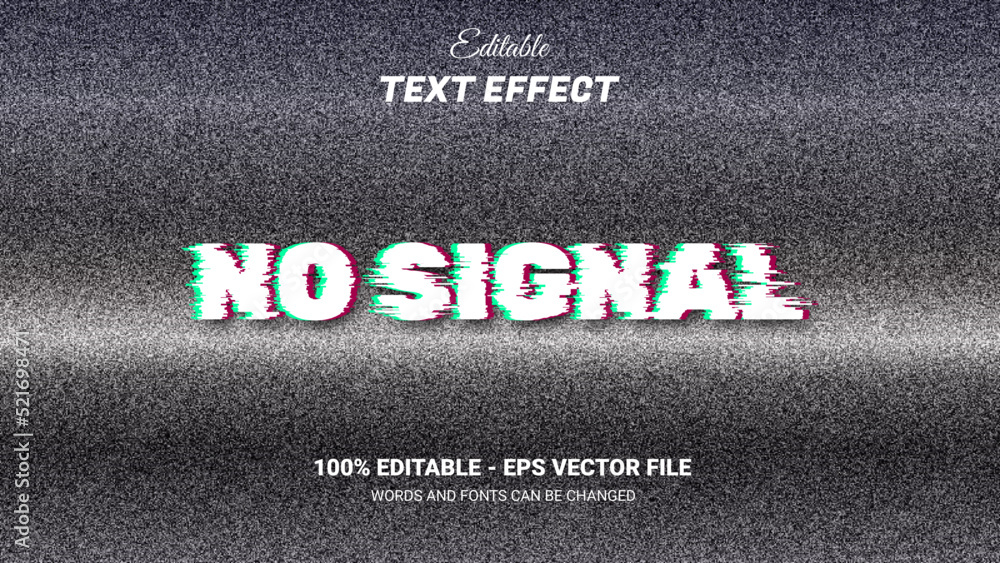 no signal editable text effect Stock Vector | Adobe Stock