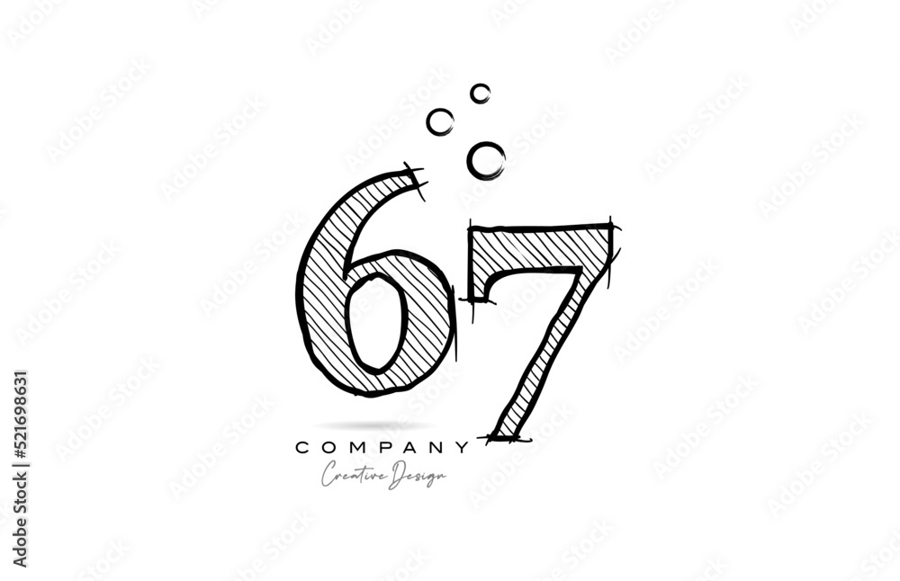 hand drawing number 67 logo icon design for company template. Creative ...