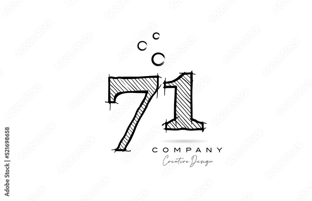 hand drawing number 71 logo icon design for company template. Creative ...
