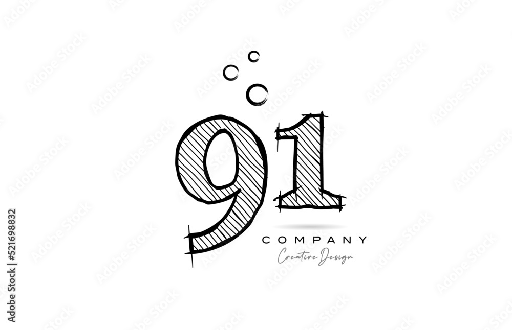 hand drawing number 91 logo icon design for company template. Creative ...