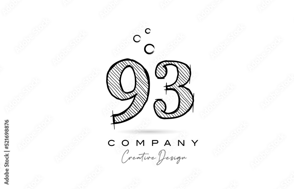 hand drawing number 93 logo icon design for company template. Creative ...