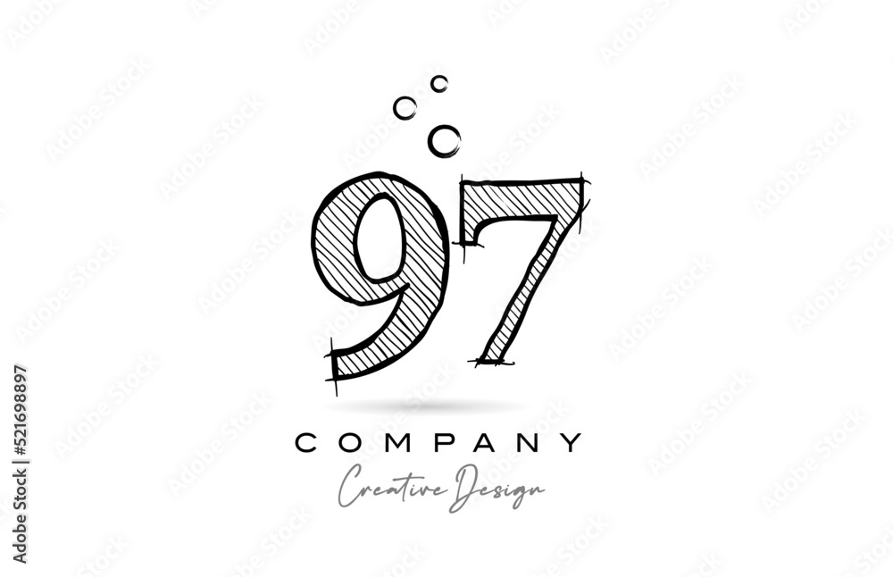 hand drawing number 97 logo icon design for company template. Creative ...