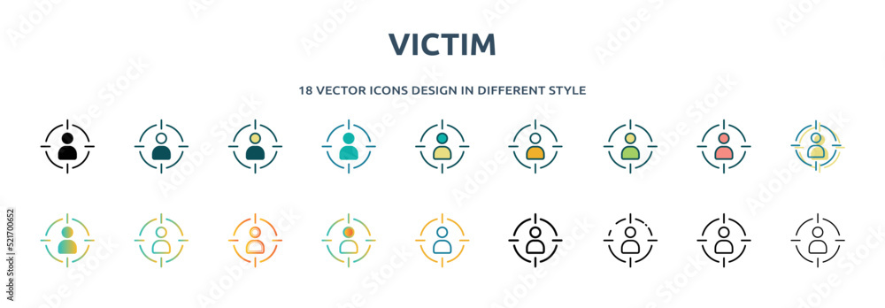 victim icon in 18 different styles such as thin line, thick line, two ...