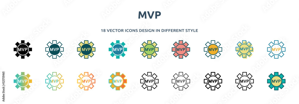 mvp icon in 18 different styles such as thin line, thick line, two ...