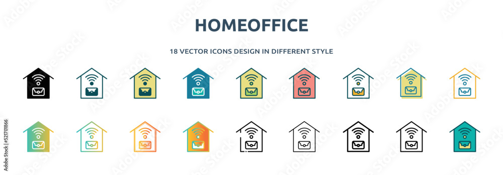 homeoffice icon in 18 different styles such as thin line, thick line ...