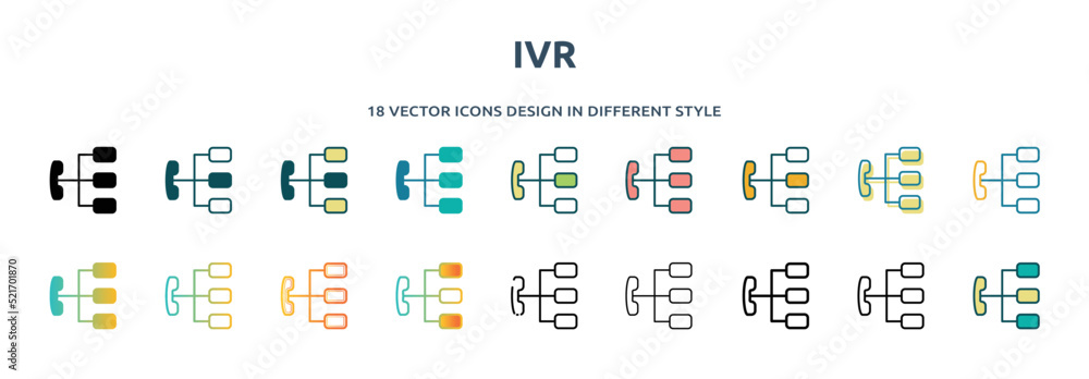 ivr icon in 18 different styles such as thin line, thick line, two ...