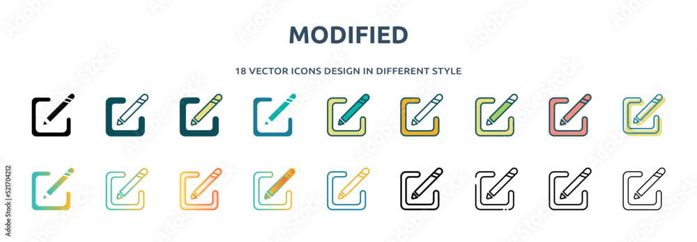 Vetor do Stock: modified icon in 18 different styles such as thin line ...