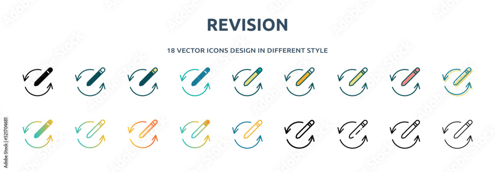 revision icon in 18 different styles such as thin line, thick line, two ...