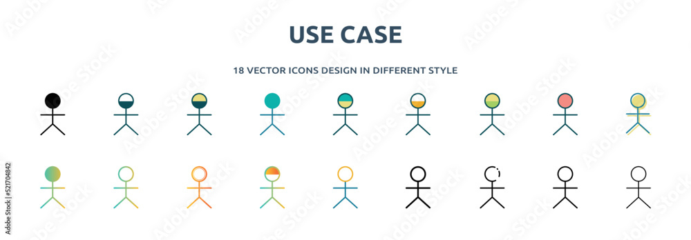 use case icon in 18 different styles such as thin line, thick line, two ...