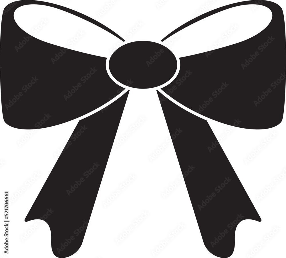 Bow Icon Black Silhouette, Cutout Vector Illustration, isolated Bow ...
