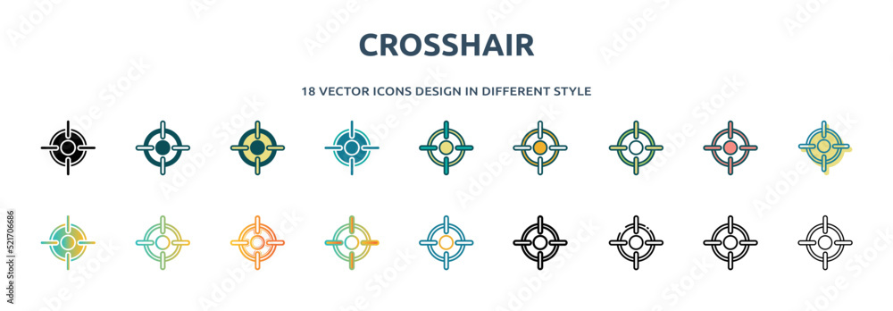 crosshair icon in 18 different styles such as thin line, thick line ...