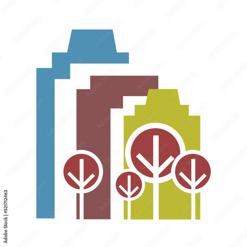 trees or forest inside a city icon Stock-Vektorgrafik | Adobe Stock