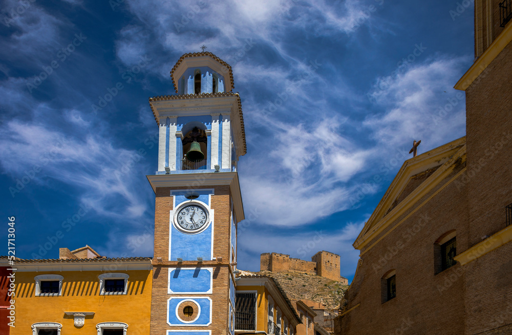Main square of the old town of Mula, in the region of Murcia, Spain ...